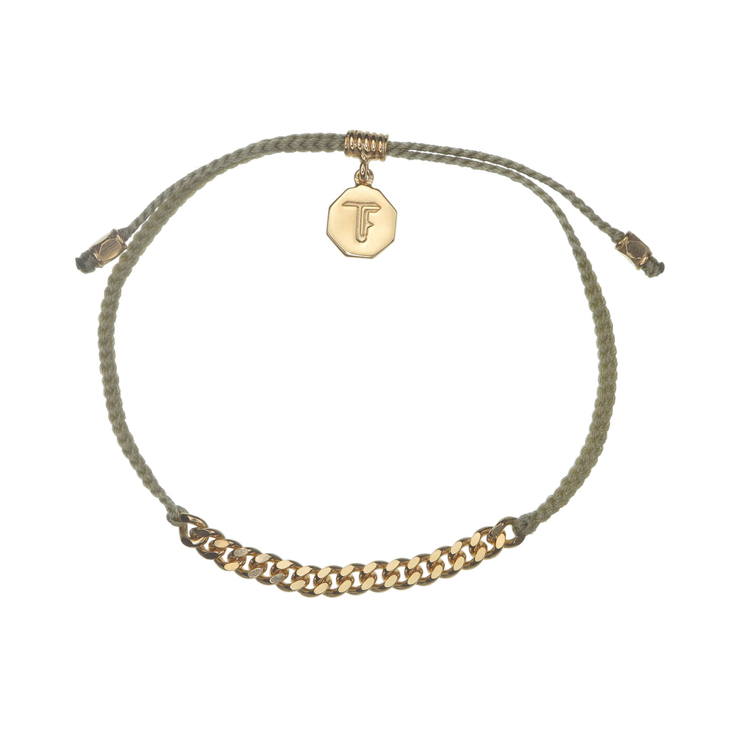 SIMPLE CHAIN & CORD BRACELET- SAGE GREEN - GOLD | TIGER FRAME