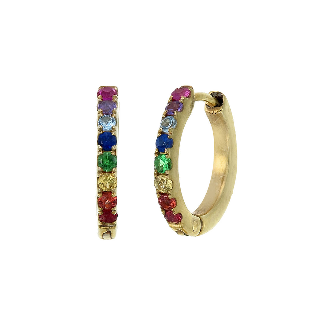 MINI HALO HOOPS - RAINBOW GEMS - GOLD PLATE - PAIR | TIGER FRAME